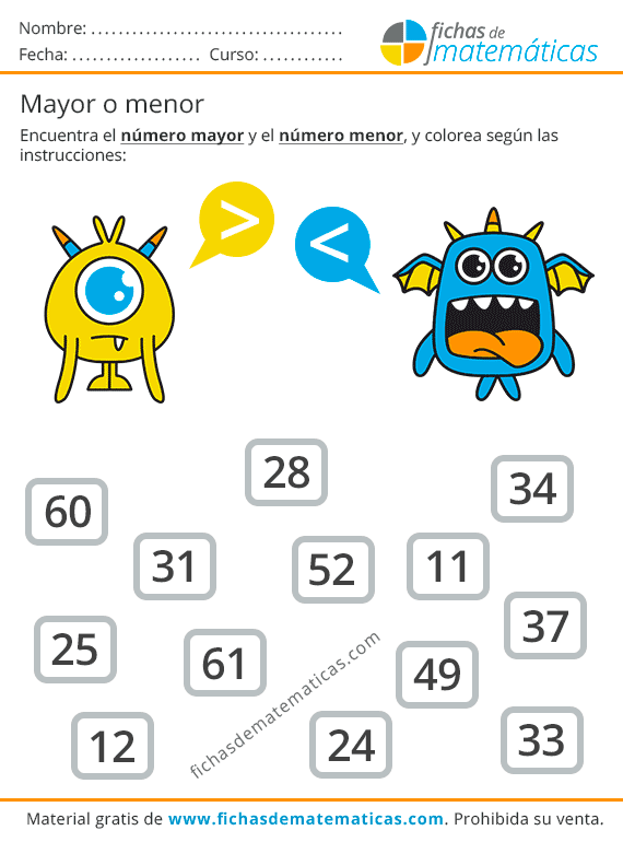 Mayor que - Menor Que - Ejercicios con los Signos de Mayor y Menor
