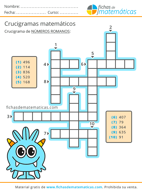 Crucigramas Matemáticos. Descarga Pasatiempos con Numeros【PDF】