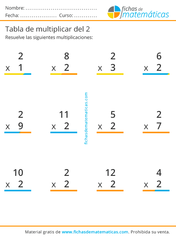 Tabla del 2. Aprender las Tablas de Multiplicar + Ejercicios GRATIS