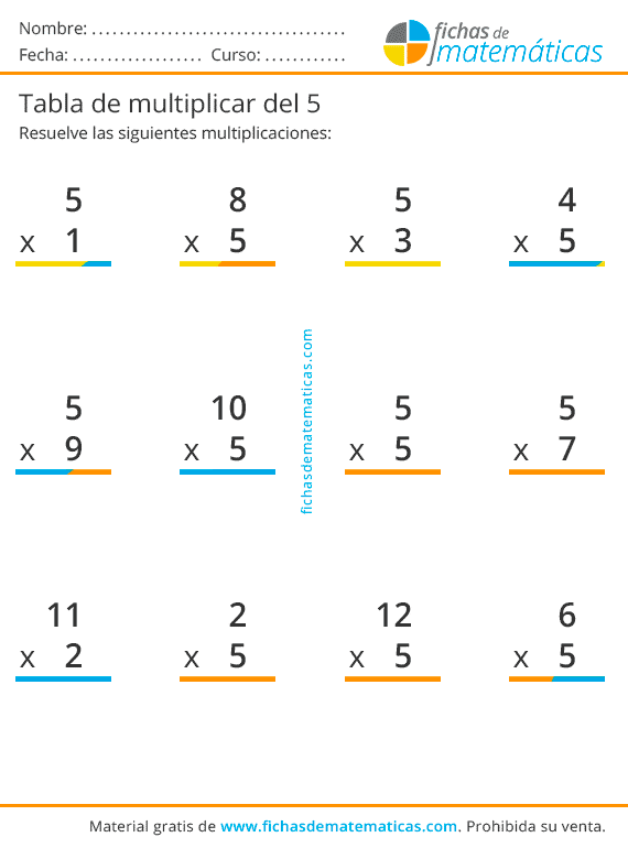 Tabla del 5. Aprender las Tablas de Multiplicar + Ejercicios GRATIS