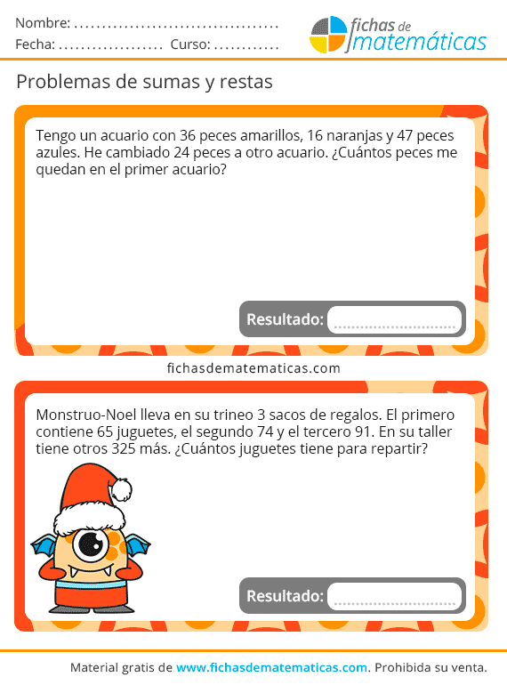 Especial Navidad - Fichas de matemáticas